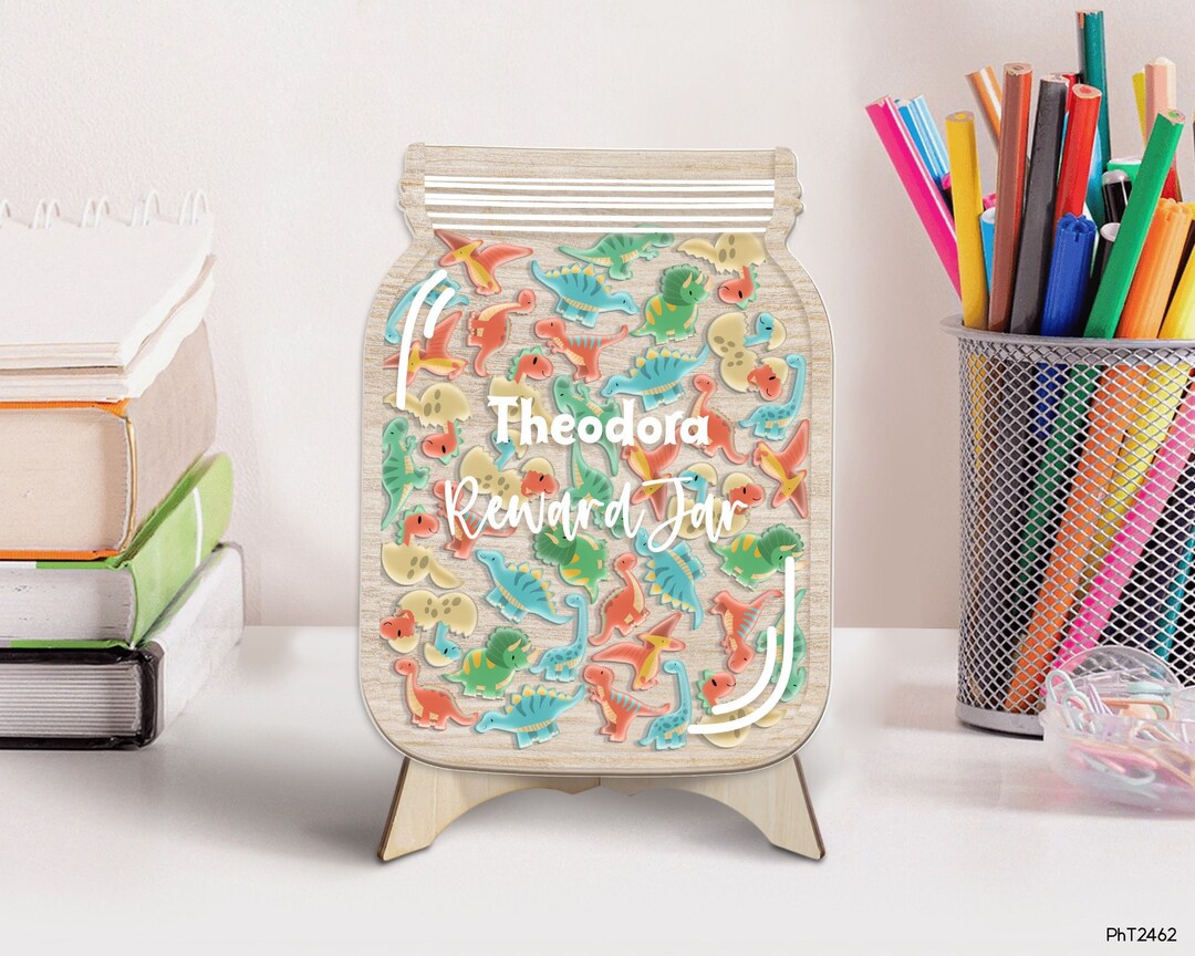 Dinosaur Reward Jar, Custom Name Reward Jar for Kids, Classroom Decor ...