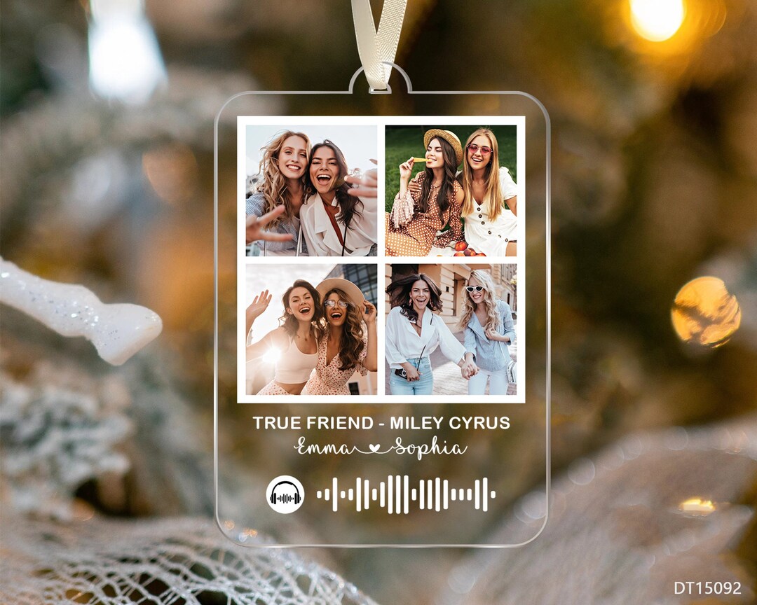 Personalized Best Friend Photo Ornament, Custom Acrylic Song Ornament ...
