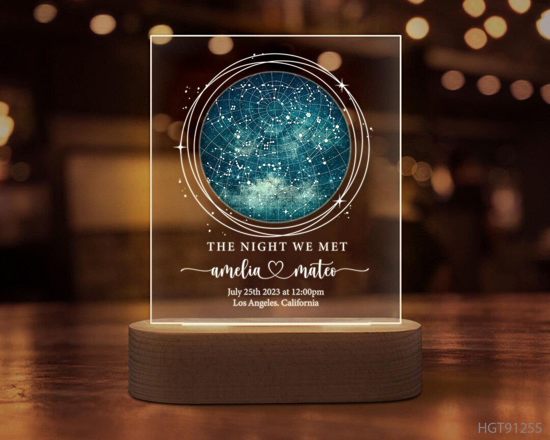 The Night We Met Couple Night Light, Custom Star Map by Date Plaque ...