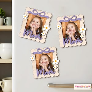Daisy Fridge Photo Magnet, Mother's Day Gift for Mom, Custom Kids Photo ...