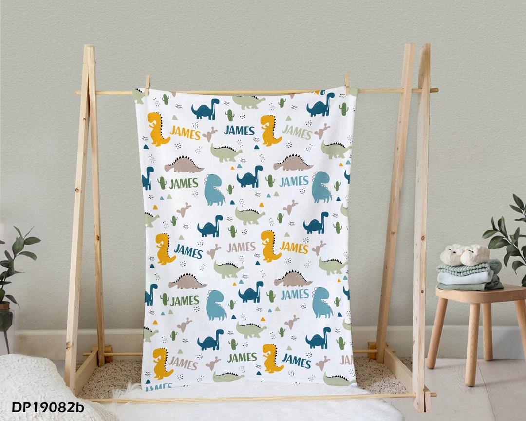 Personalized Baby Blanket, Dinosaur Baby Shower Blanket, Baby Boy ...