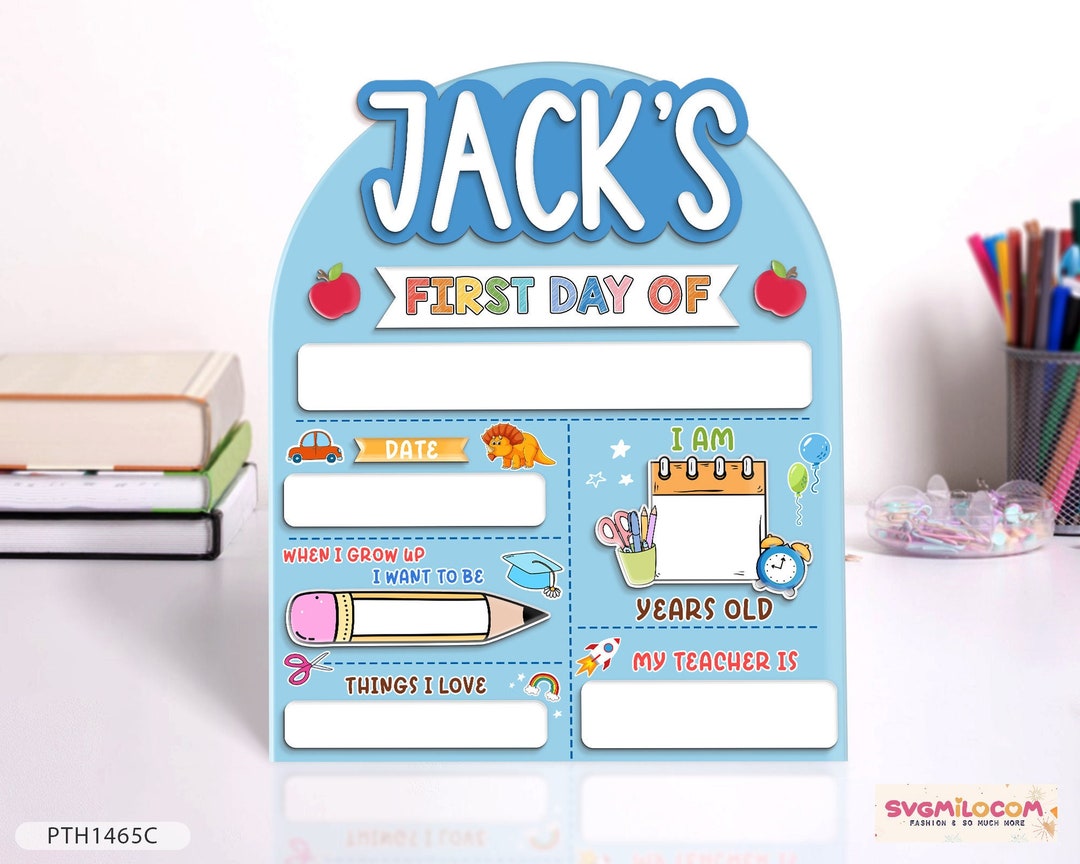 Customized First and Last Day School Sign, Back to School Sign for Boys ...