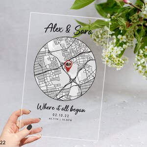 Custom Map Acrylic Plaque for Couple, Personalized Our First Date Map ...