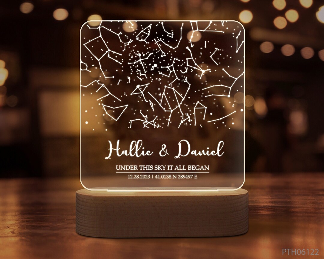 Personalized Constellation Chart Lamp, Custom Star Map Night Light ...