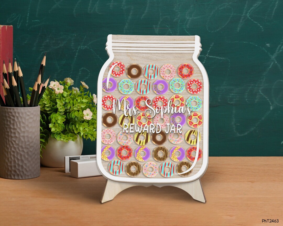 Custom Reward Jar and Tokens, Donut Tokens Jar Chore Chart, Classroom ...