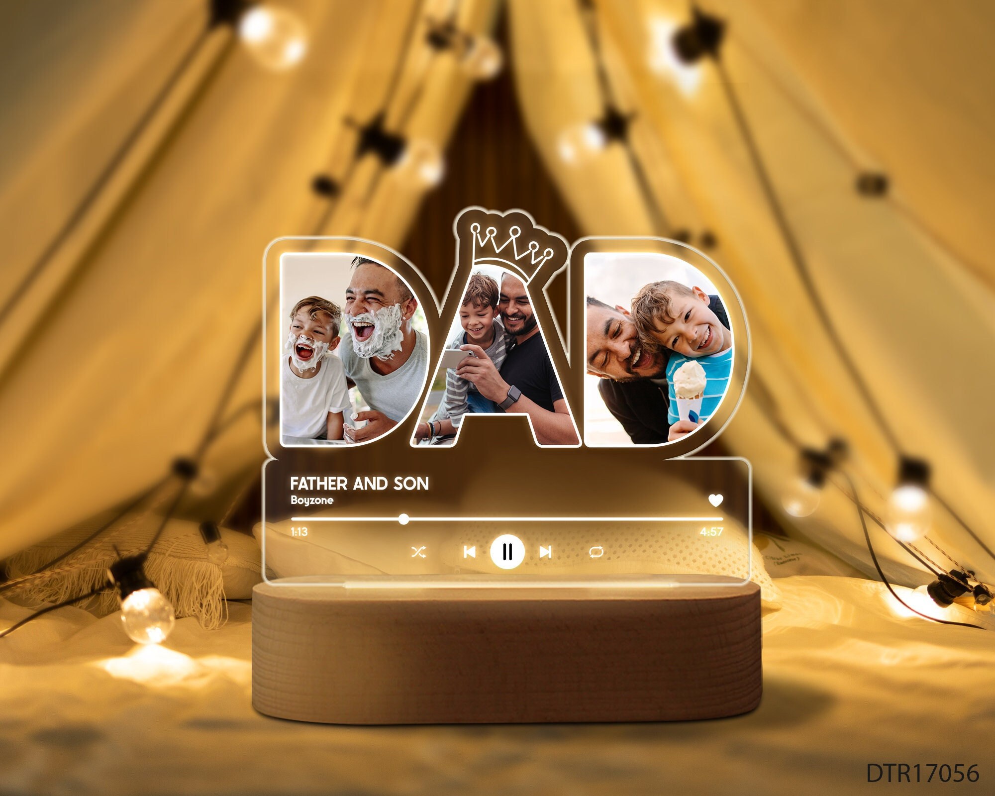 Personalized Dad Night Light With Photos, Fathers Day Gift, Custom Song ...
