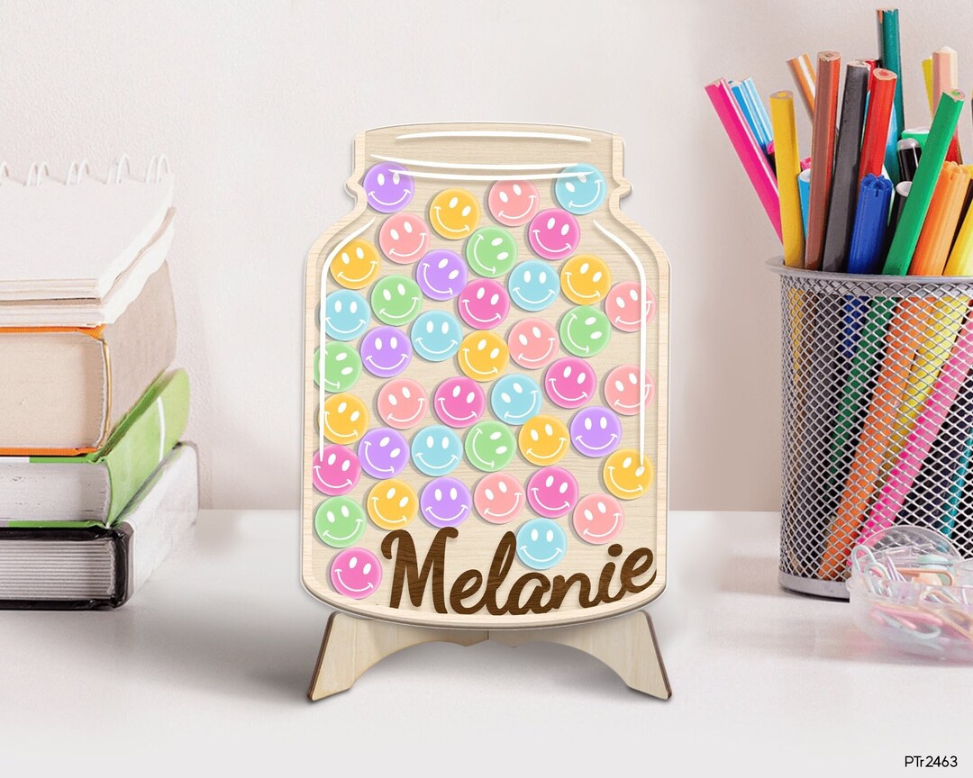 Smiley Face Reward Jar, Custom Gift for Teacher, Smiley Classroom Decor ...