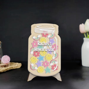 Smiley Face Reward Jar With Tokens, Back to School Gifts, Personalized ...