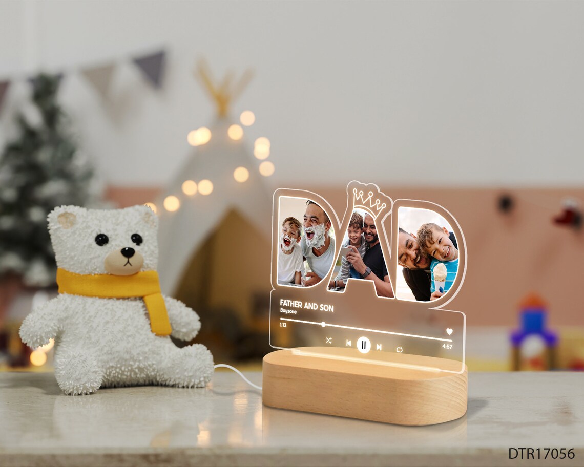 Personalized Dad Night Light With Photos, Fathers Day Gift, Custom Song ...
