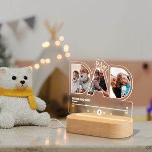 Personalized Dad Night Light With Photos, Fathers Day Gift, Custom Song ...