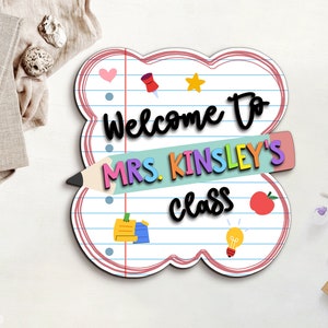 Custom Teacher Door Sign, Classroom Decor, Teacher Name 3D Wood Sign ...