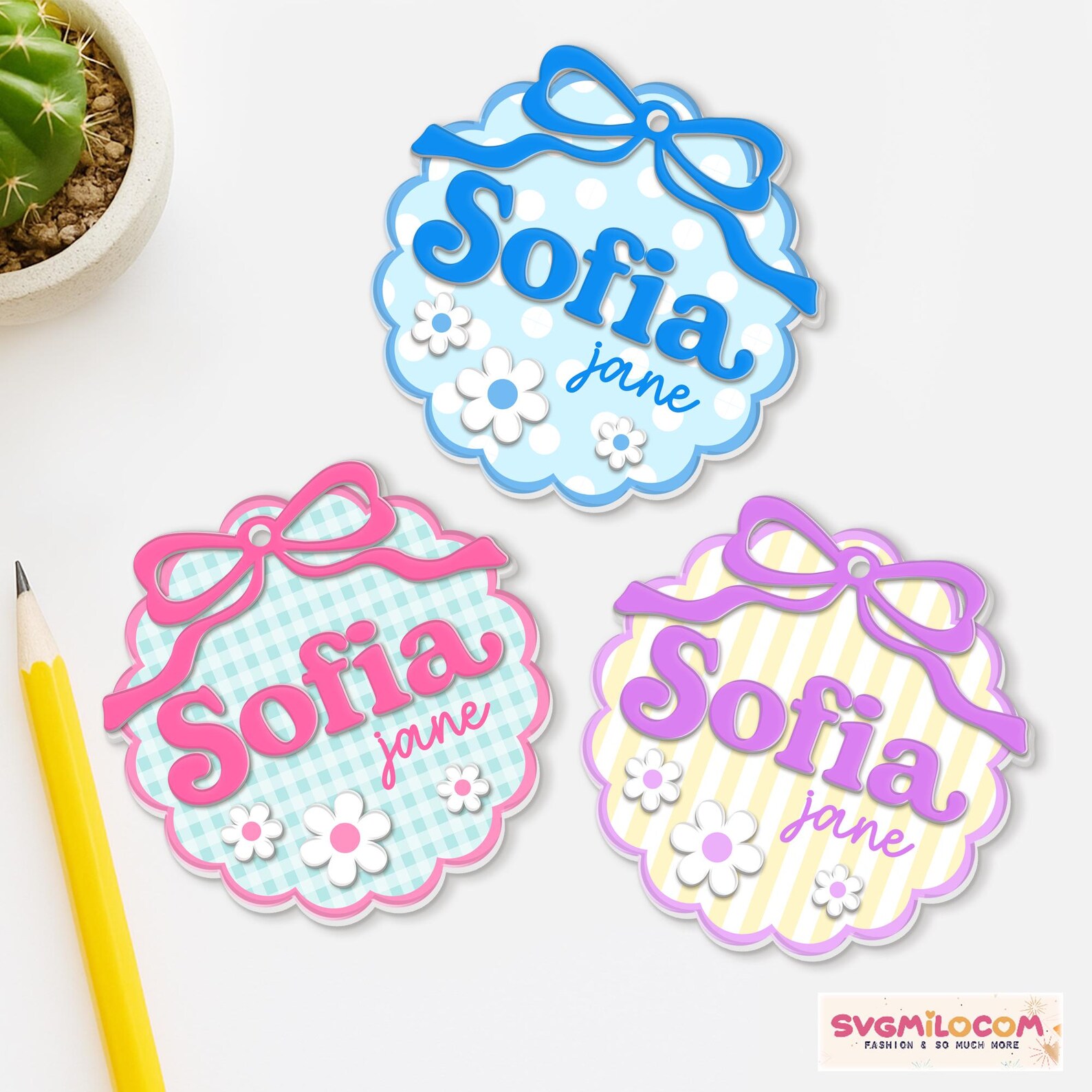 Custom Kids Name Bag Tag, Acrylic Kids Name Backpack Keychain, Coquette ...