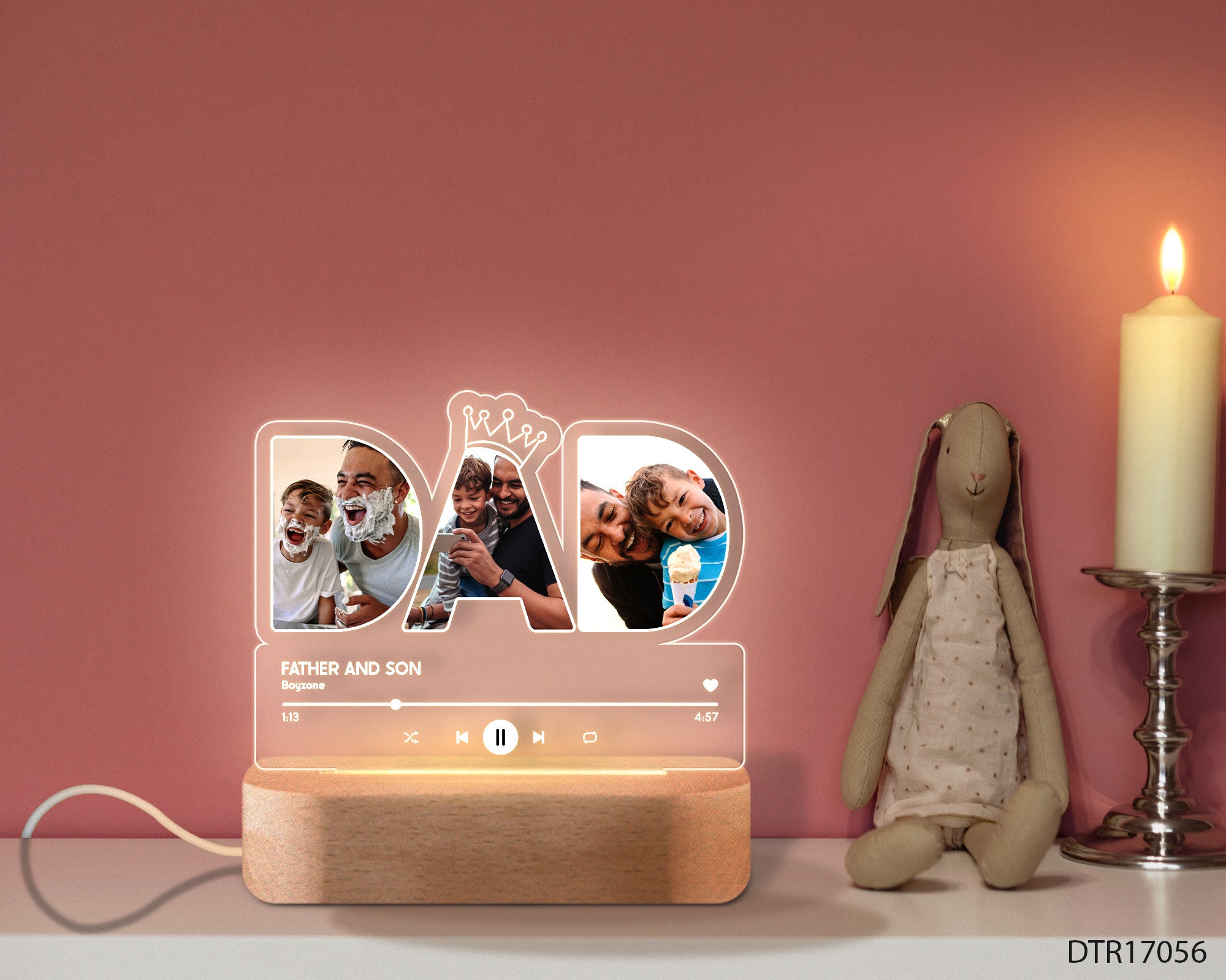 Personalized Dad Night Light With Photos, Fathers Day Gift, Custom Song ...