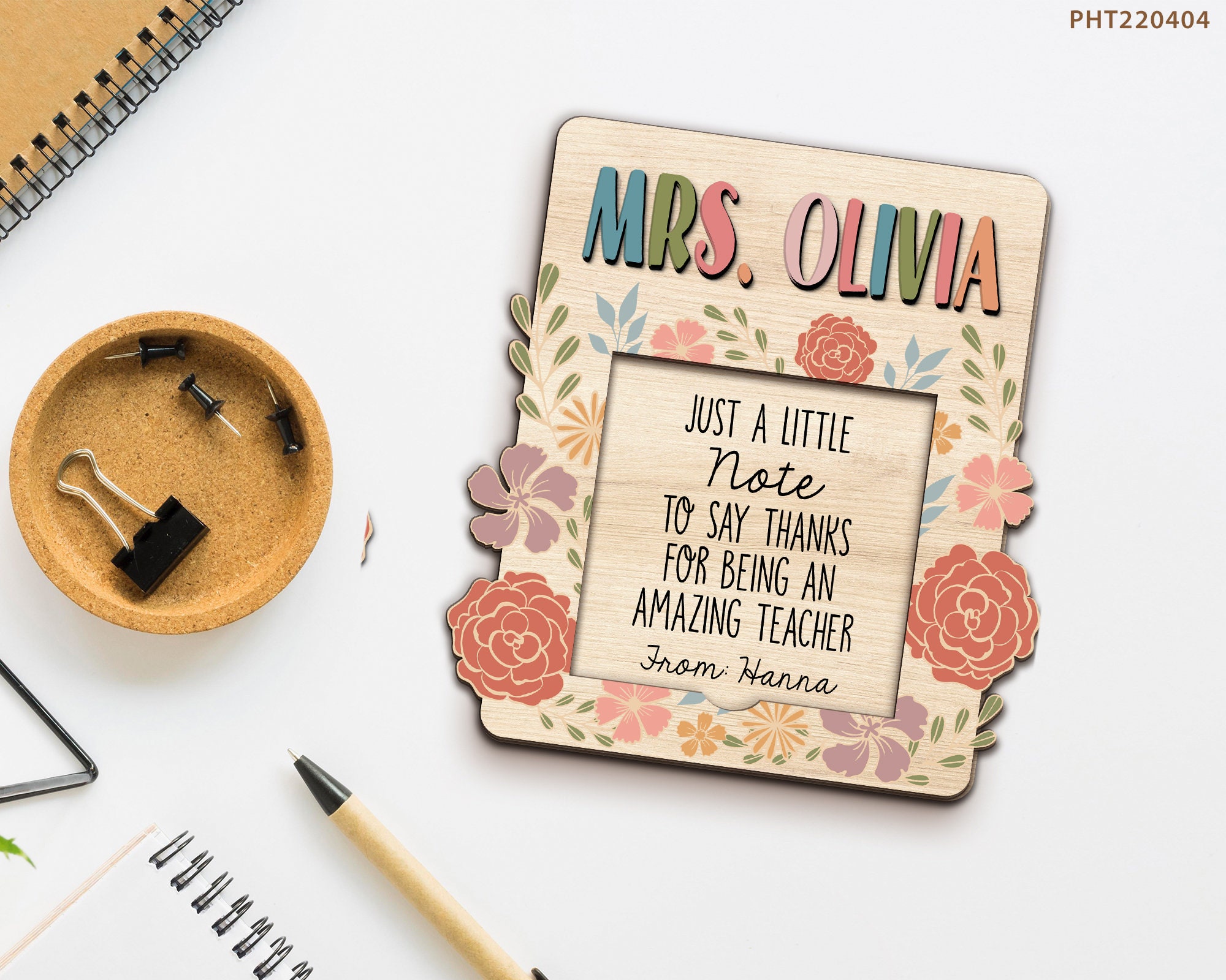 Teacher Appreciation Gift, Personalized Teacher Sticky Note Holder ...