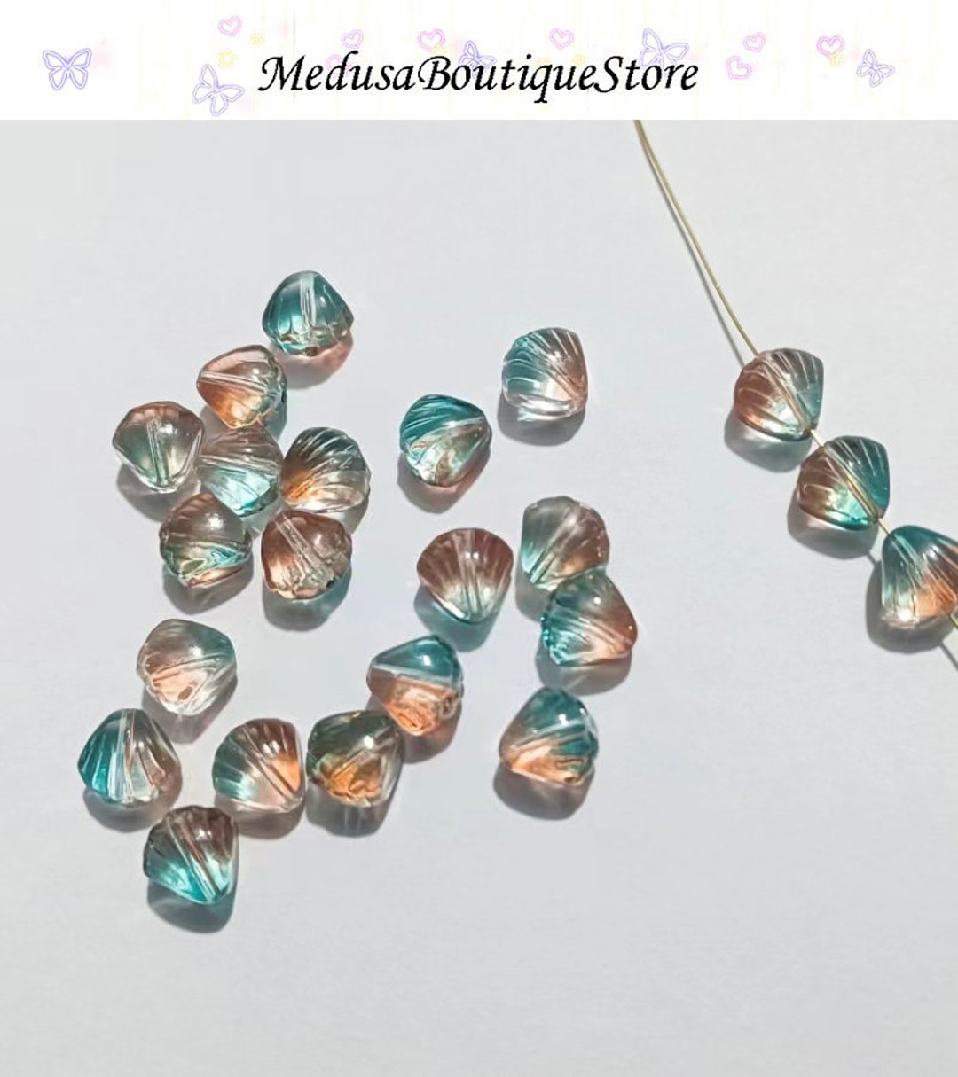 20pcs Shell Beads, Color Shell Glass Beads Pendant, DIY Bracelet ...