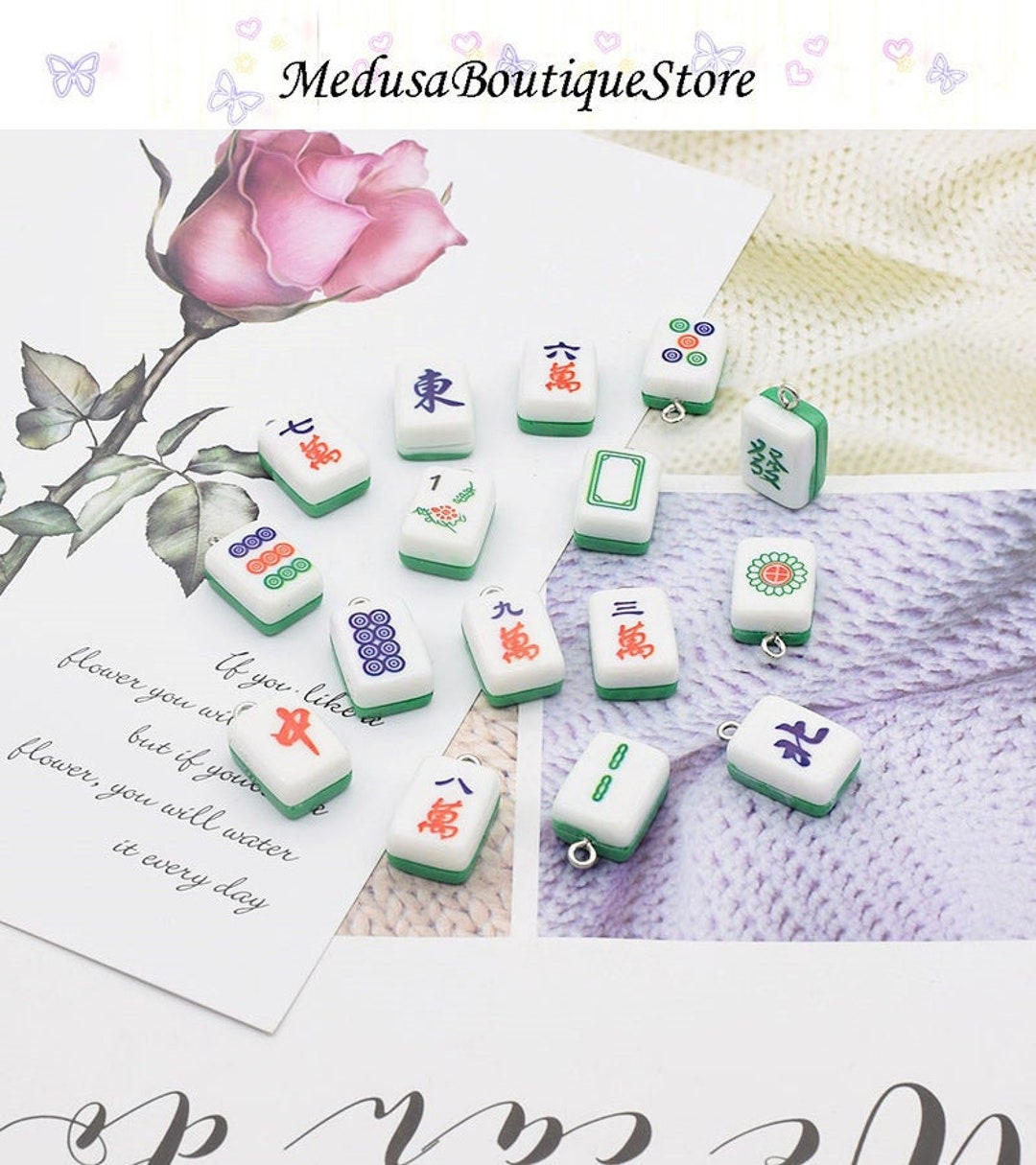 10/16pcs Mahjong Charm, Mahjong Pendant, Resin Charms Pendant, DIY ...