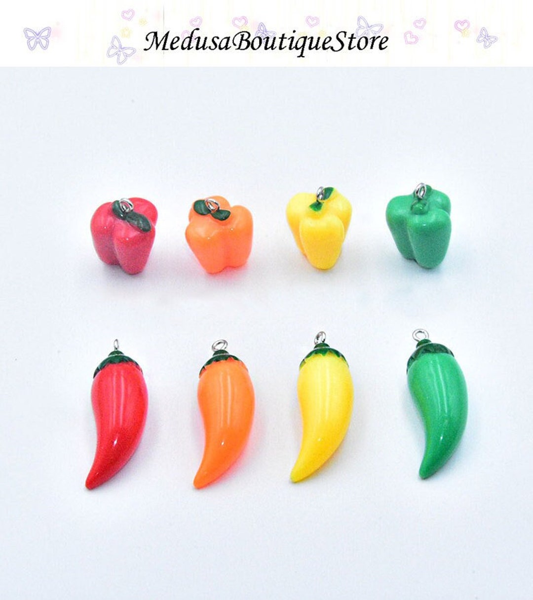 10pcs Resin Pepper Charms, Chili Charms, DIY Bracelet Necklace Earring ...