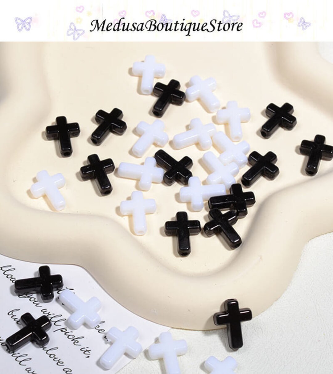 100pcs Cross Beads, Acrylic Cross Beads Pendant, DIY Bracelet Necklace ...