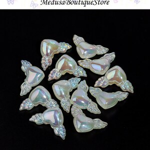 10pcs Acrylic Wing Beads, Heart Wing Beads Pendant, DIY Jewelry ...