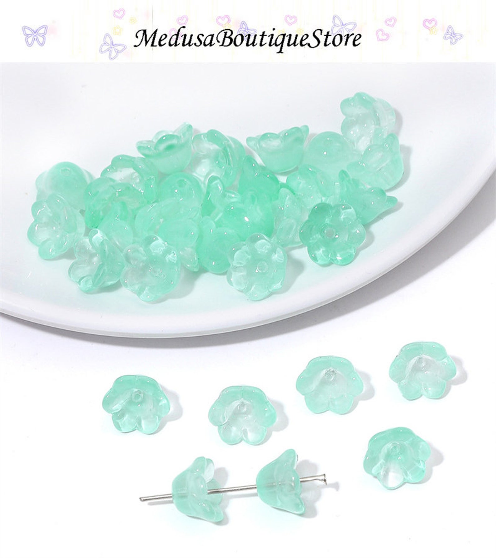 20pcs Gradient Bell Beads, Flower Beads Charms, DIY Bracelet Necklace ...