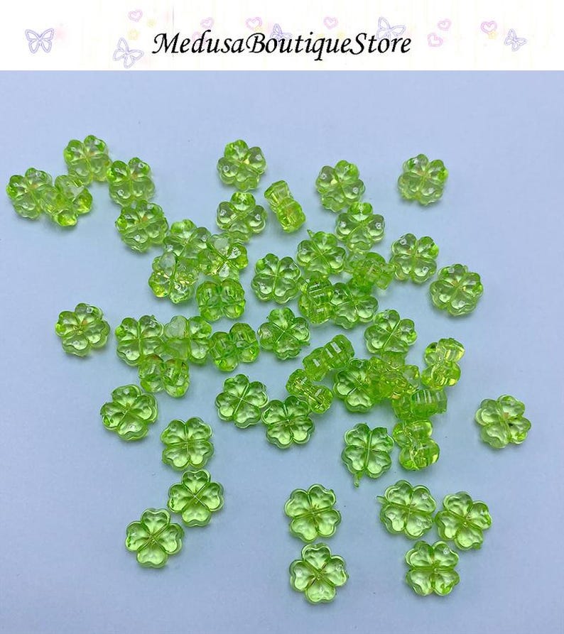 50pcs Green Acrylic Clover Beads, DIY Jewelry Craft (10mm) - Etsy
