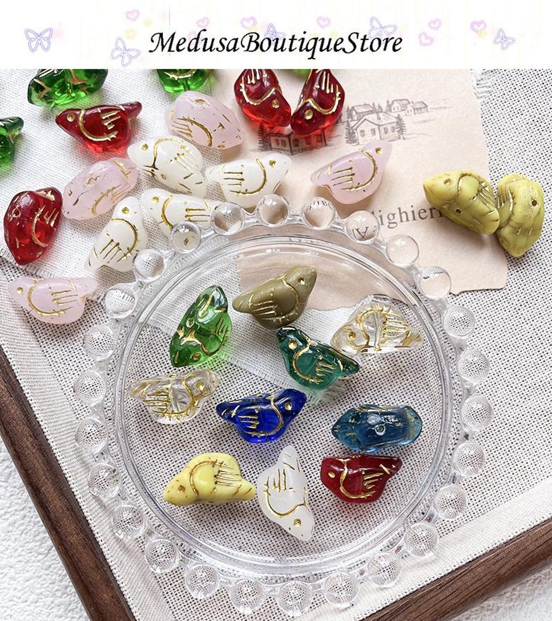 Colorful Bird Glass Beads, Jewelry Making, 21x11mm, 5pcs - Etsy