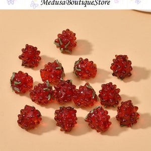 2pcs Raspberry Glass Beads, Fruit Bead Pendant, DIY Bracelet Necklace ...