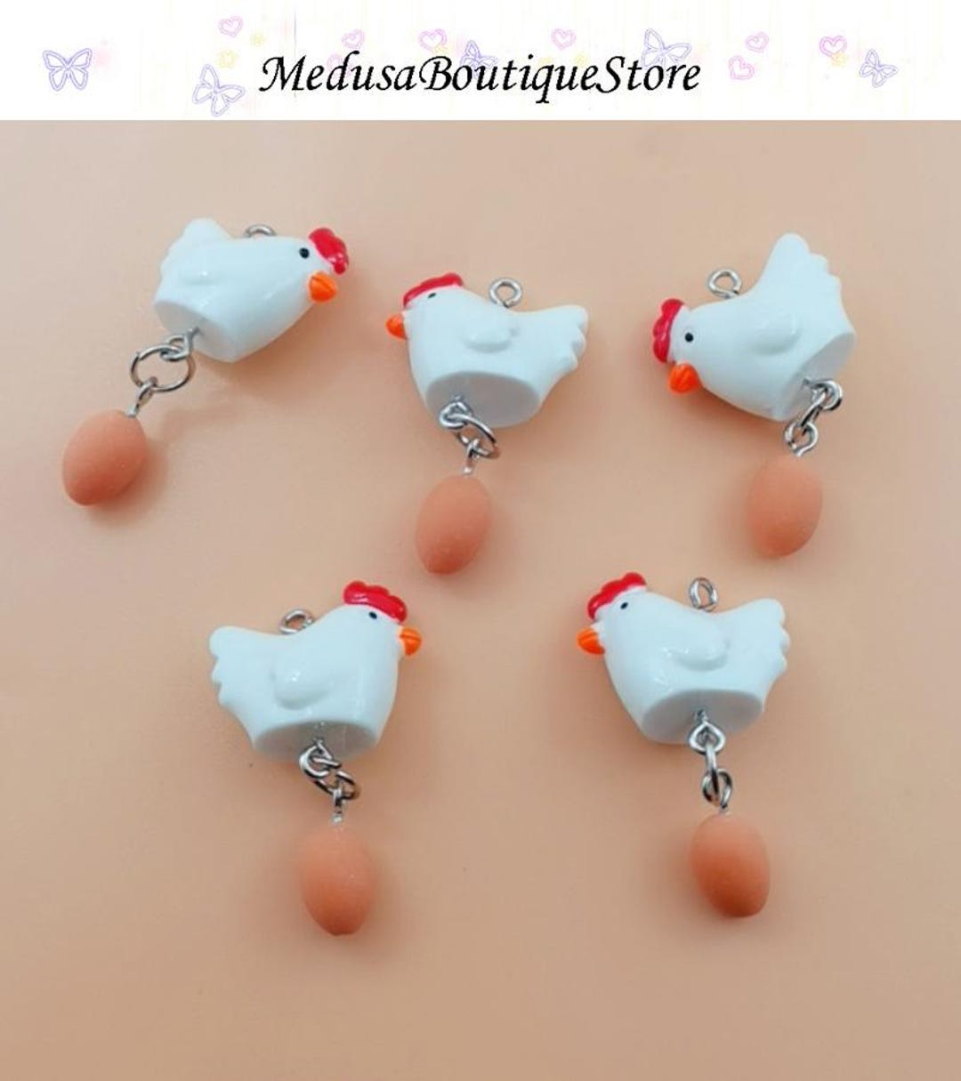 5pcs Simulated Chicken Egg Charms, Animal Charms Pendant, DIY Bracelet ...