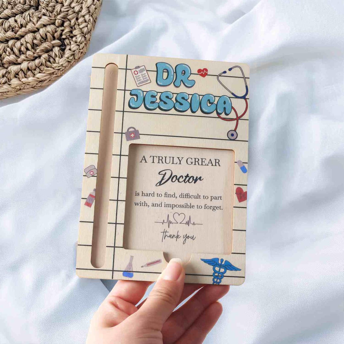 Personalized Doctor Sticky Note Holder, Wooden Notepad Gift - Etsy