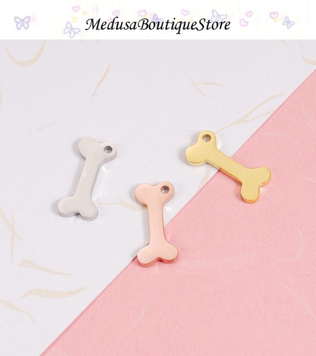 Mini Bone Charms 5pcs, Alloy Charms for Bracelet Necklace Eearring ...