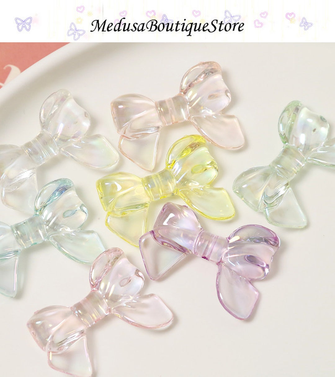 5pcs Acrylic Bow Beads, Bow Bead Charm, DIY Bracelet Necklace Earring ...