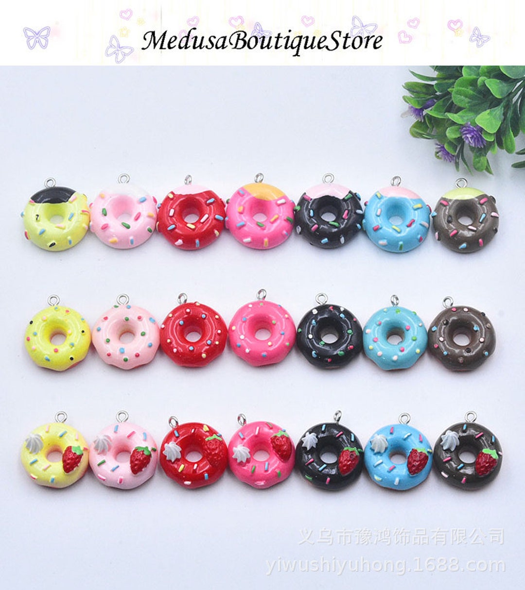 5pcs Resin Donut Charms, Food Pendant, Jewelry Accessories, DIY ...