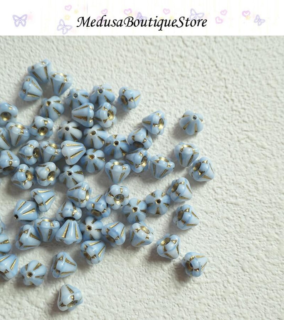 10pcs Glass Flower Beads, Lotus Beads Pendants, DIY Bracelet Necklace ...