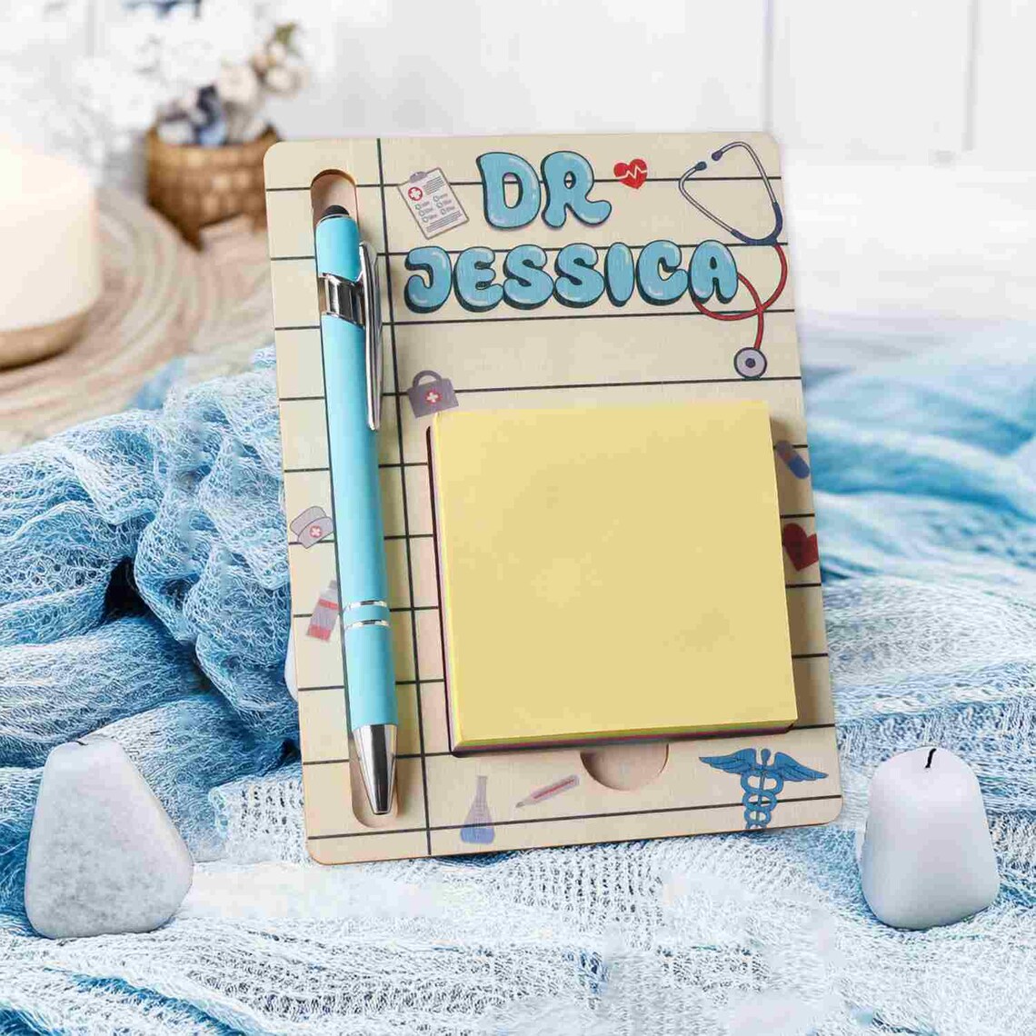 Personalized Doctor Sticky Note Holder, Wooden Notepad Gift - Etsy