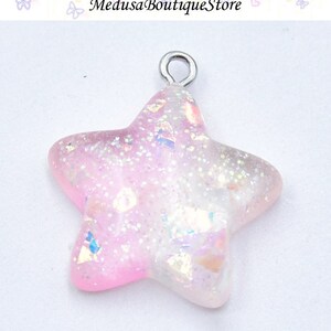 5pcs Glitter Resin Star Charms, Sequin Pendant, DIY Bracelet Necklace ...