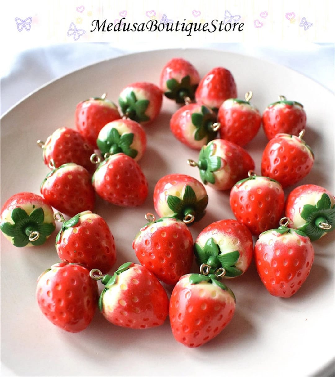 10pcs Cute Strawberry Charms, Strawberry Pendant, Resin Fruit Charms ...