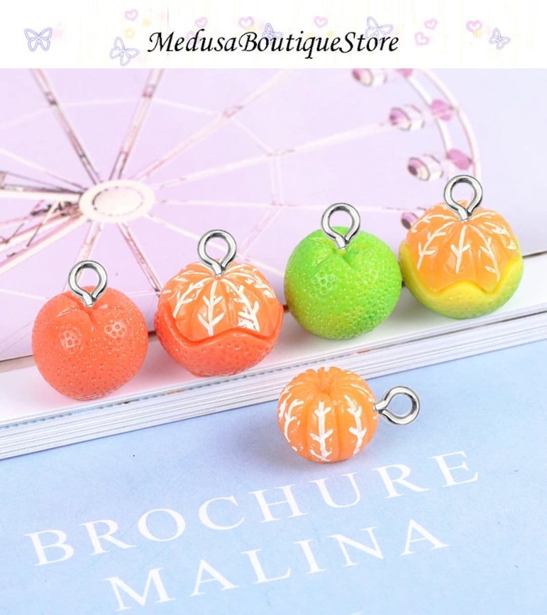 5pcs Resin Orange Charms, Orange Pendant, Fruit Charms, DIY Jewelry ...