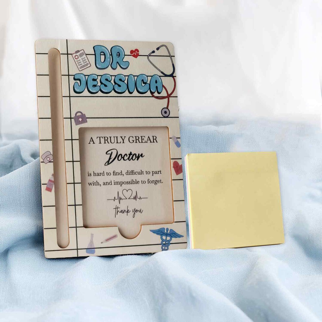 Personalized Doctor Sticky Note Holder, Wooden Notepad Gift - Etsy