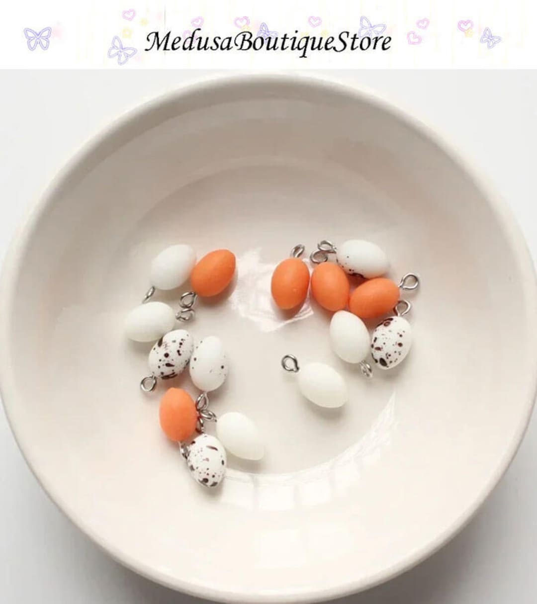 5pcs Mini Eggs Charms, Simulation Quail Egg Charms Pendant, DIY Bracelet Necklace Earring ...
