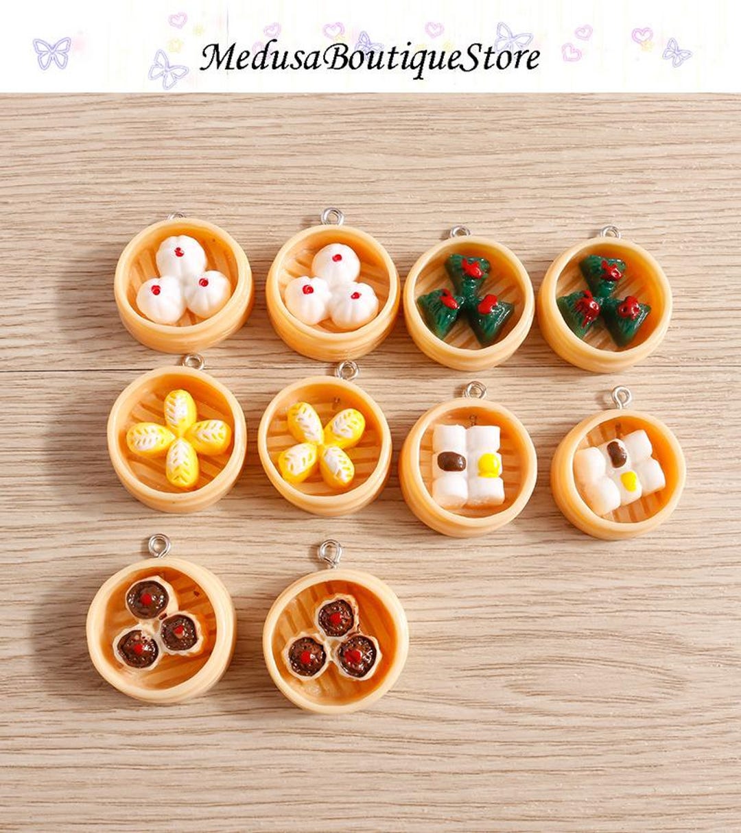 5pcs Resin Dim Sum Charms, Mini Food Jewelry Making (25x30 Mm) - Etsy