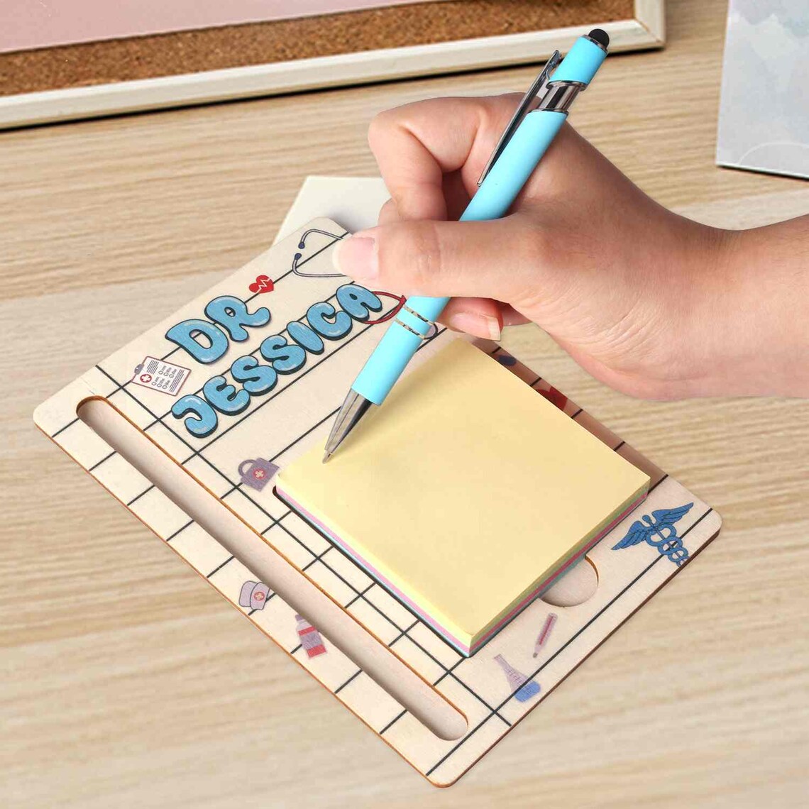 Personalized Doctor Sticky Note Holder, Wooden Notepad Gift - Etsy