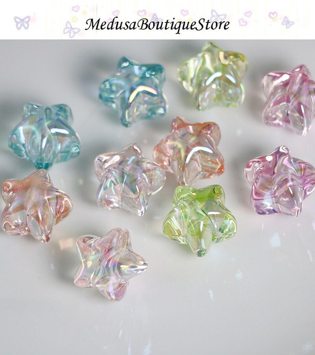 25pcs Colorful Star Beads, Acrylic Star Beads Pendant, DIY Jewelry ...