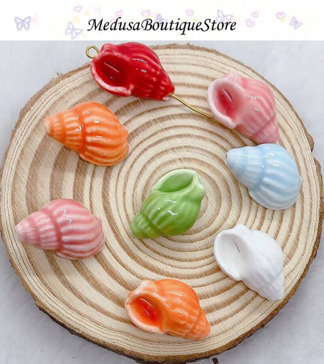 10pcs Ceramic Conch Beads, Color Conch Beads Pendants, DIY Bracelet ...