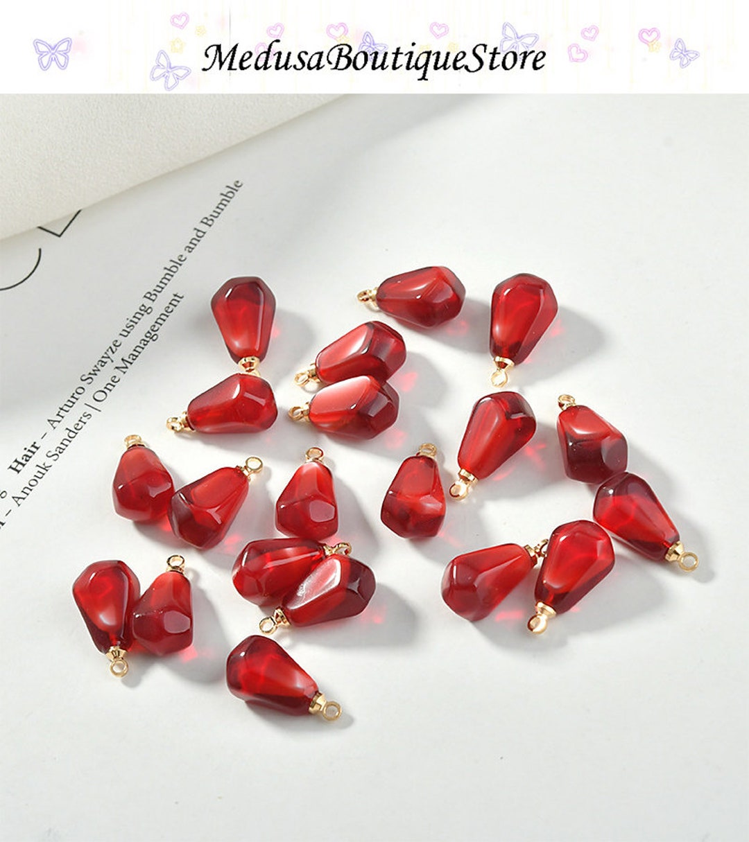 10pcs Pomegranate Seed Charms, Resin Fruit Charms Pendant, DIY Jewelry ...