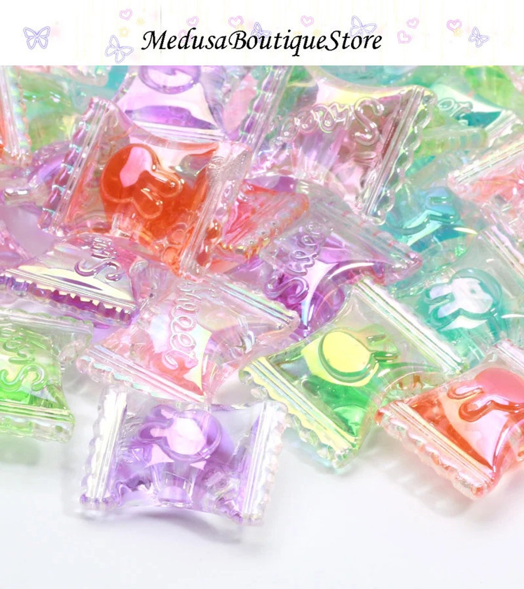 10pcs Rabbit Candy Beads, Acrylic Candy Beads Pendant, DIY Bracelet ...