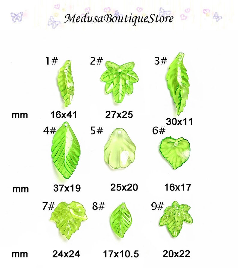 100pcs Acrylic Leaf Beads, Leaves Beads, DIY Bracelet Necklace Earring ...