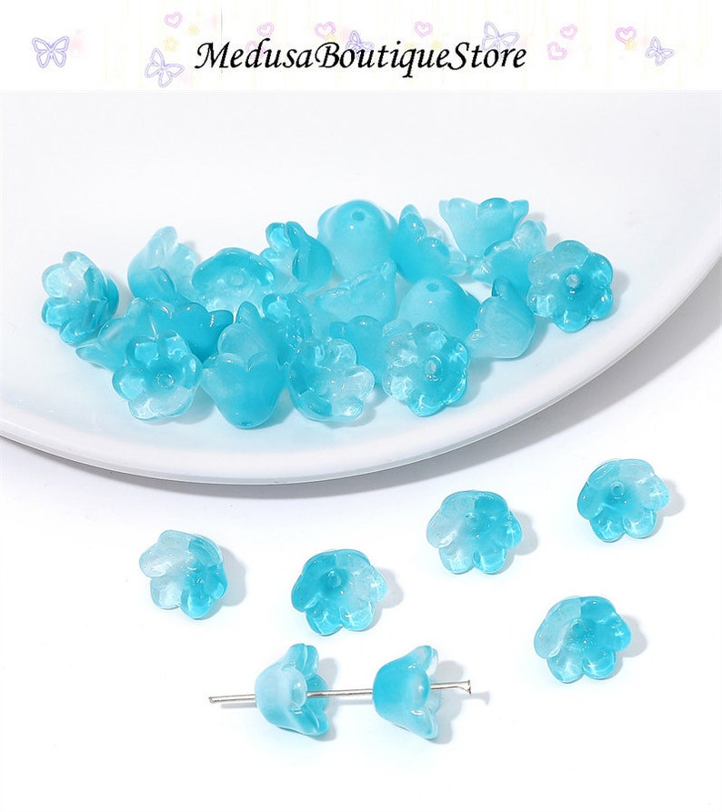 20pcs Gradient Bell Beads, Flower Beads Charms, DIY Bracelet Necklace ...