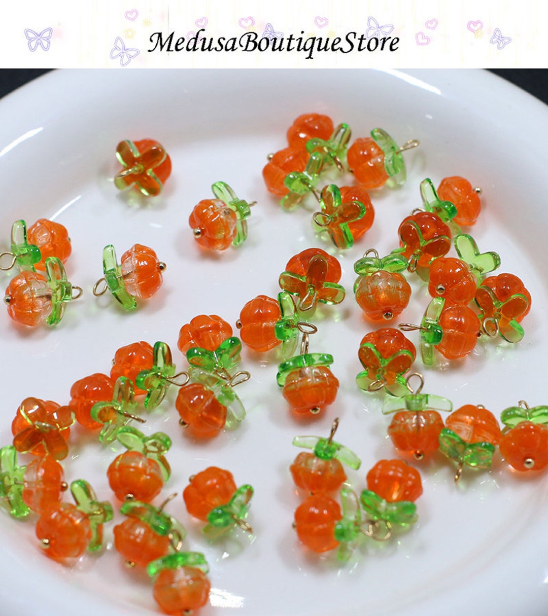 10pcs Persimmon Charm, Glass Fruit Charm Pendant, DIY Bracelet Necklace Earring Jewelry Findings ...