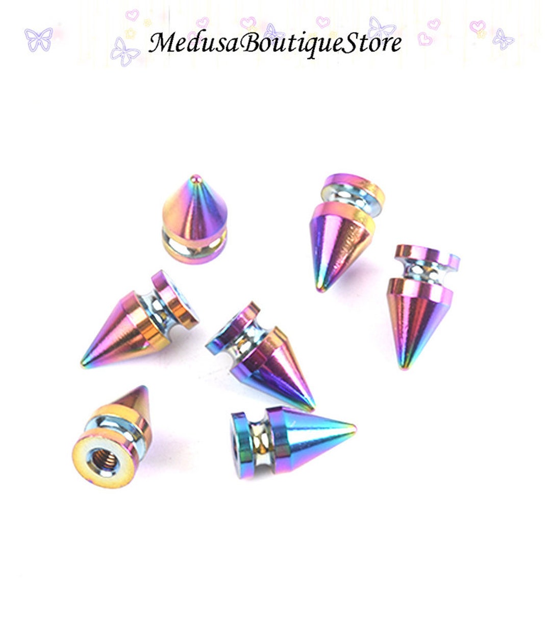 Metal Punk Studs, Rainbow Punk Spikes, Colorful Screw Rivets for ...