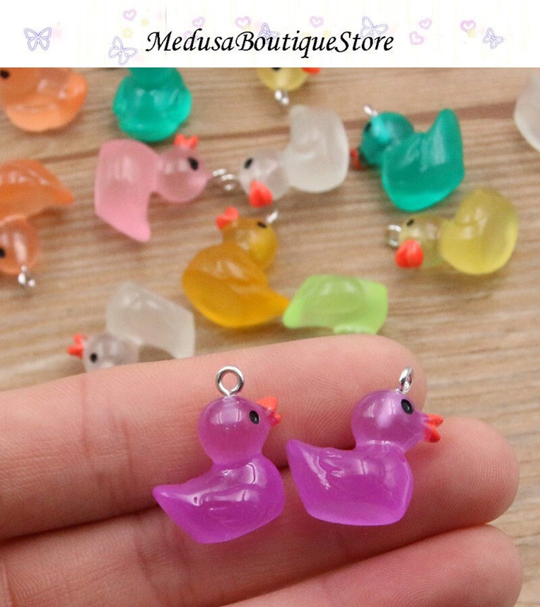 5pcs Resin Duck Charms, Luminous Pendant, DIY Bracelet Necklace Earring ...